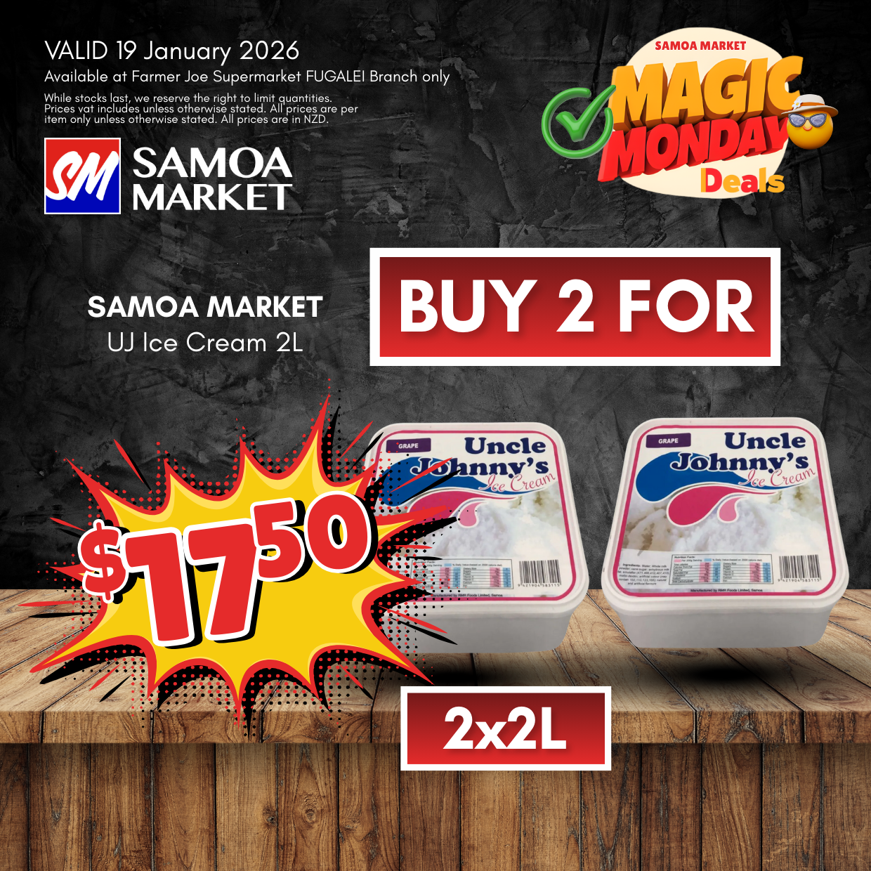MAGIC MONDAY! 2xUJ Ice Cream 2L - "PICKUP FROM FARMER JOE SUPERMARKET ...