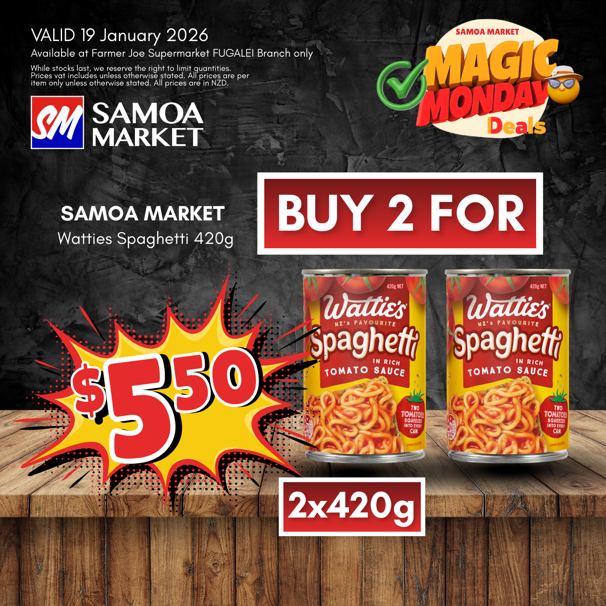 MAGIC MONDAY! 2xWatties Spaghetti 420g - "PICKUP FROM FARMER JOE SUPER ...